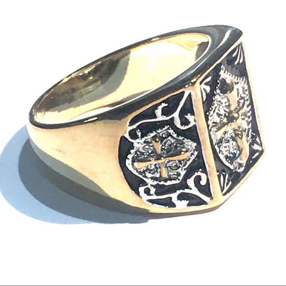 Ulinai | Accessories | Jaguardi Mens Black Silver And Gold Jet Ring ...